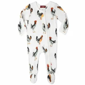 MILKBARN Organic Cotton Zipper Footed Romper - Chicken
