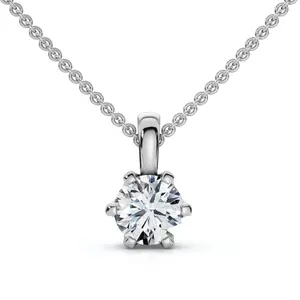 BLISS DIAMOND 1/4ct Lab Grown Round Diamond 18" Pendant Necklace - White Gold