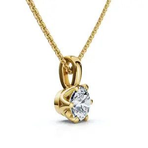 BLISS DIAMOND 1/4ct Lab Grown Round Diamond 18" Pendant Necklace - Yellow Gold