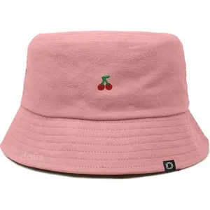 DALIX Bucket Hat With Embroidered Cherry Design - Peach Melba