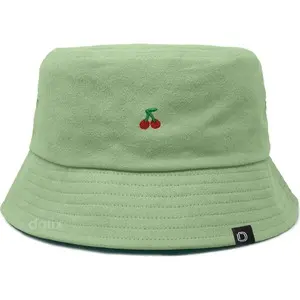DALIX Bucket Hat With Embroidered Cherry Design - Turf Green