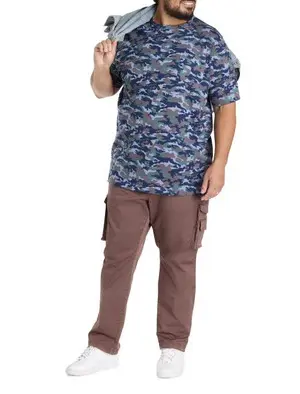 HARBOR BAY BY DXL Big & Tall Moisture-wicking Printed Pocket T-shirt - Blue Multi
