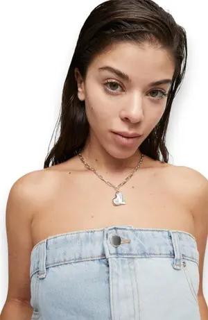 UNODE50 Medium Heart Link Necklace - Silver