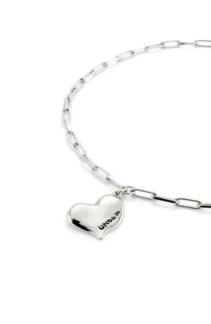 UNODE50 Medium Heart Link Necklace - Silver