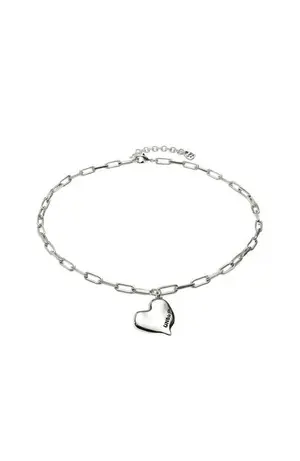 UNODE50 Medium Heart Link Necklace - Silver