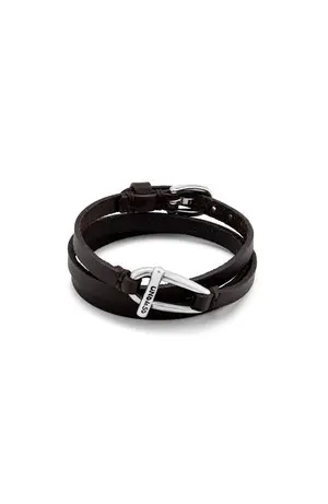 UNODE50 Leather Link Bracelet - Silver