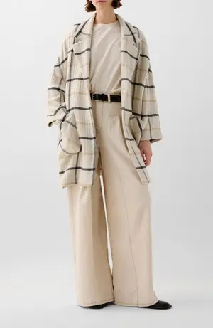 SCALPERS Checked Coat - Ivory