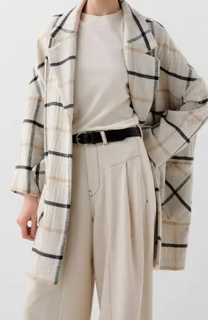 SCALPERS Checked Coat - Naturalcheck