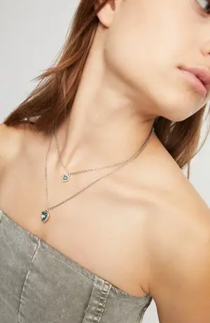 UNODE50 Green Crystal Triangle Pendant Necklace