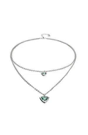 UNODE50 Green Crystal Triangle Pendant Necklace