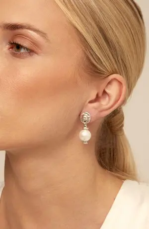 UNODE50 Medallion Pearl Drop Earrings