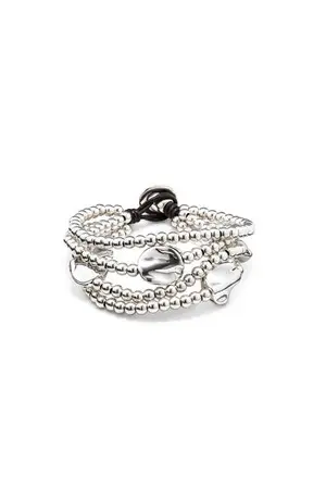 UNODE50 Triple Strand Leather Bracelet - Silver