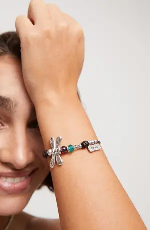 UNODE50 Dragonfly Charm Leather Bracelet
