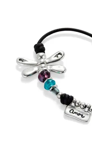 UNODE50 Dragonfly Charm Leather Bracelet