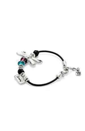 UNODE50 Dragonfly Charm Leather Bracelet