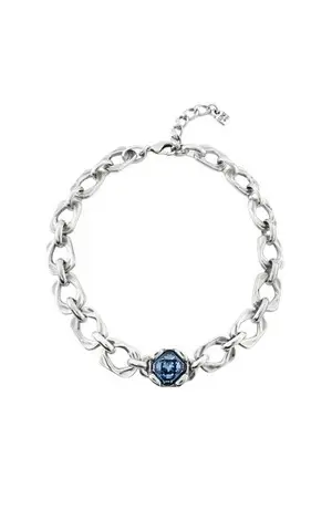 UNODE50 Wide Link Crystal Necklace - Silver