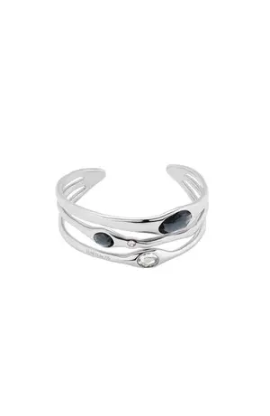 UNODE50 Rigid Crystal Bangle - Silver