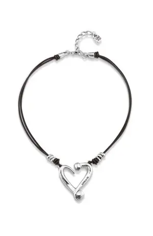 UNODE50 Dual Strap Heart Pendant - Silver