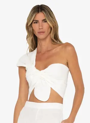 JBQ One-shoulder Crop Top - Ecru