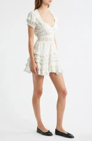 LoveShackFancy Nivara Lace Inset Mini Sundress - Chantilly