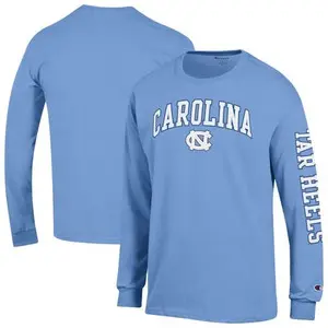 Champion Carolina Blue North Carolina Tar Heels Arch Over Logo 2-hit Long Sleeve T-shirt - Light Blue