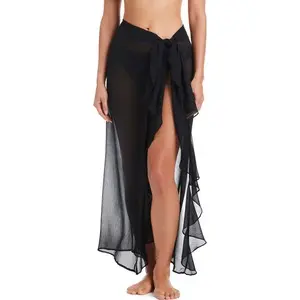 ROD BEATTIE Ruffle Sheer Cover-up Sarong - Black