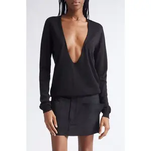 Rick Owens Extreme V-neck Virgin Wool Sweater - Black