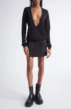 Rick Owens Extreme V-neck Virgin Wool Sweater - Black