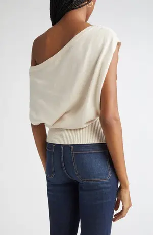 Ramy Brook Chet One-shoulder Wool Sweater - Bone