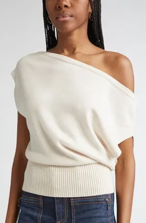Ramy Brook Chet One-shoulder Wool Sweater - Bone