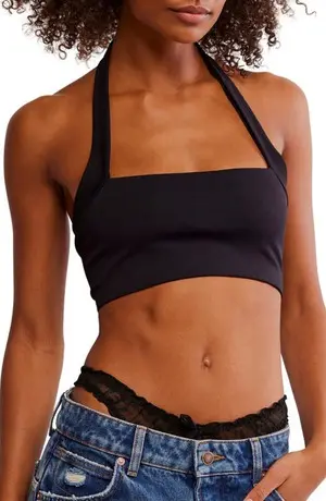 Free People Margo Seamless Halter Bralette - Black