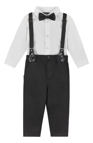 Andy & Evan Button-up Shirt, Bow Tie, Suspenders And Pants Set - White