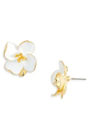 KENNETH JAY LANE Enamel Flower Stud Earrings - White