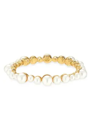 KENNETH JAY LANE Faux Pearl Cluster Bangle - Gold