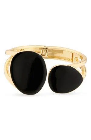 KENNETH JAY LANE Enamel Oval Cuff Bracelet Gold/black