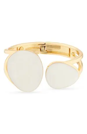 KENNETH JAY LANE Enamel Oval Cuff Bracelet - Gold/white