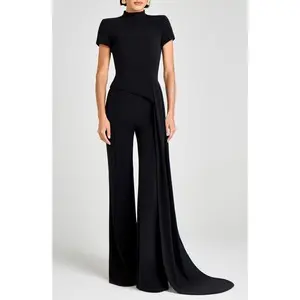 NADINE MERABI Pleated Drape Mock Neck Top