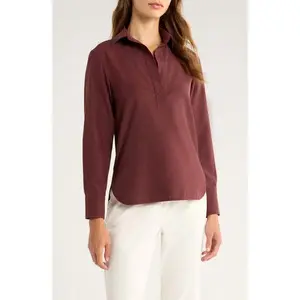 Max Mara Mirko Silk Crepe Popover Top - Cherry