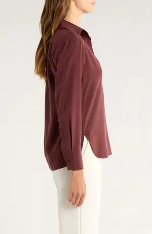 Max Mara Mirko Silk Crepe Popover Top - Cherry