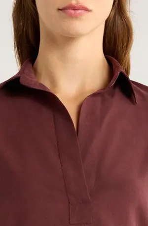 Max Mara Mirko Silk Crepe Popover Top - Cherry