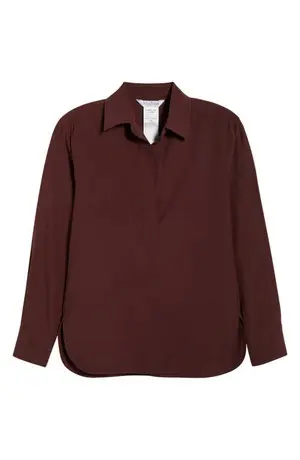 Max Mara Mirko Silk Crepe Popover Top - Cherry