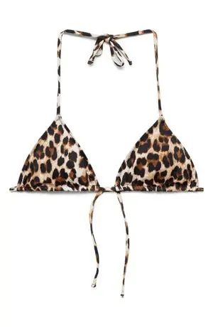 Mango Leopard Print Triangle Bikini Top