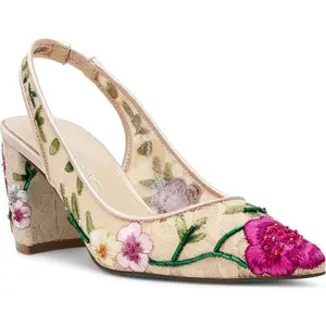 Betsey Johnson Lira Pointed Toe Slingback Pumps - Blush Multi Floral