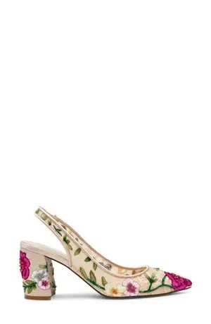 Betsey Johnson Lira Pointed Toe Slingback Pumps - Blush Multi Floral