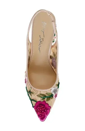 Betsey Johnson Lira Pointed Toe Slingback Pumps - Blush Multi Floral