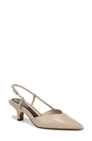 Vince Levvy Slingback Kitten Heel Pumps - Birch Sand