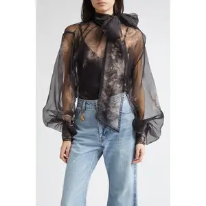 Zimmermann Hypnotic Pussy Bow Organza Top