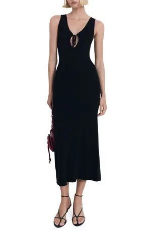 Mango Tie Neck Sleeveless Maxi Dress