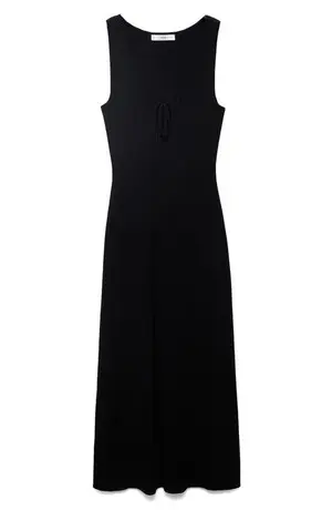 Mango Tie Neck Sleeveless Maxi Dress
