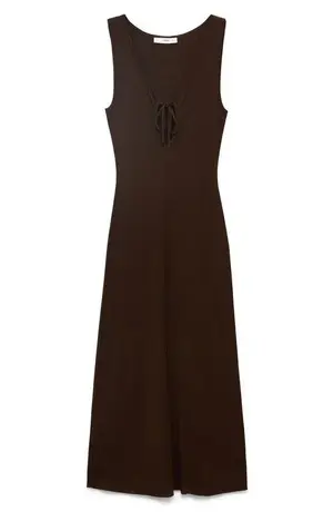 Mango Tie Neck Sleeveless Maxi Dress